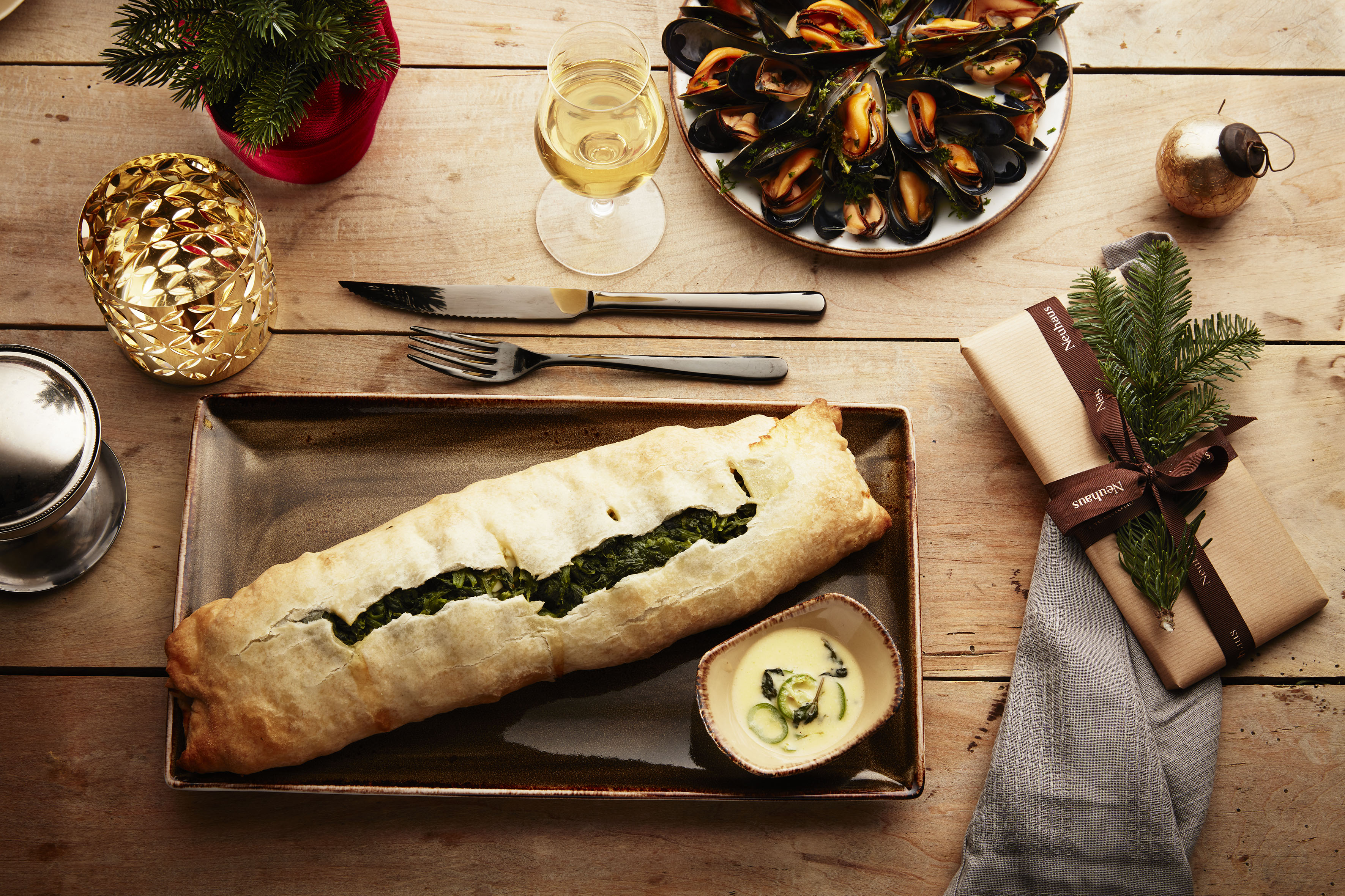 Festmat med laks, torsk og blåskjell